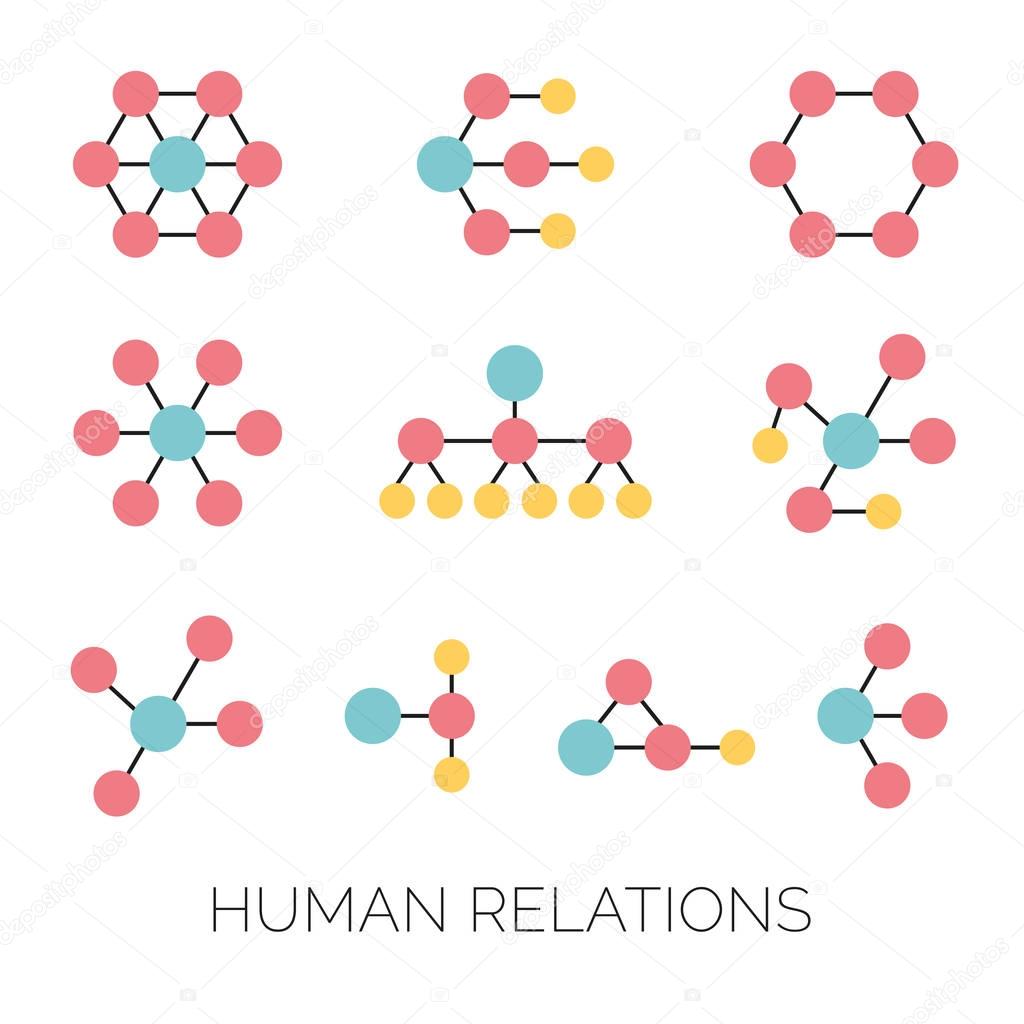 Human relations simple charts. Hierarchy, connections, organizations ...
