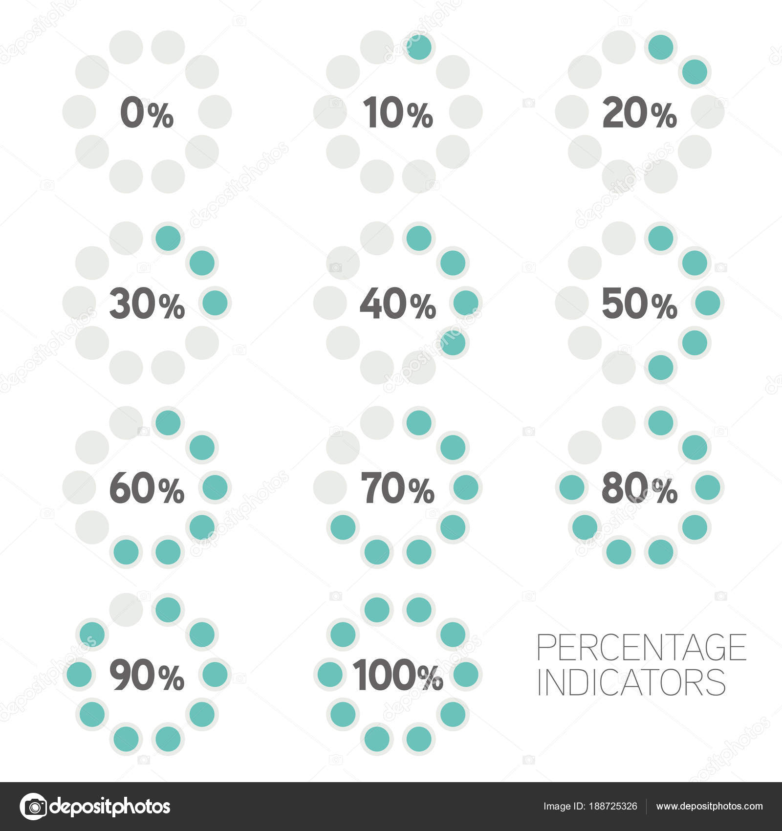Circular Progress. Ten percentage indicators Vector set — Stock Vector ...