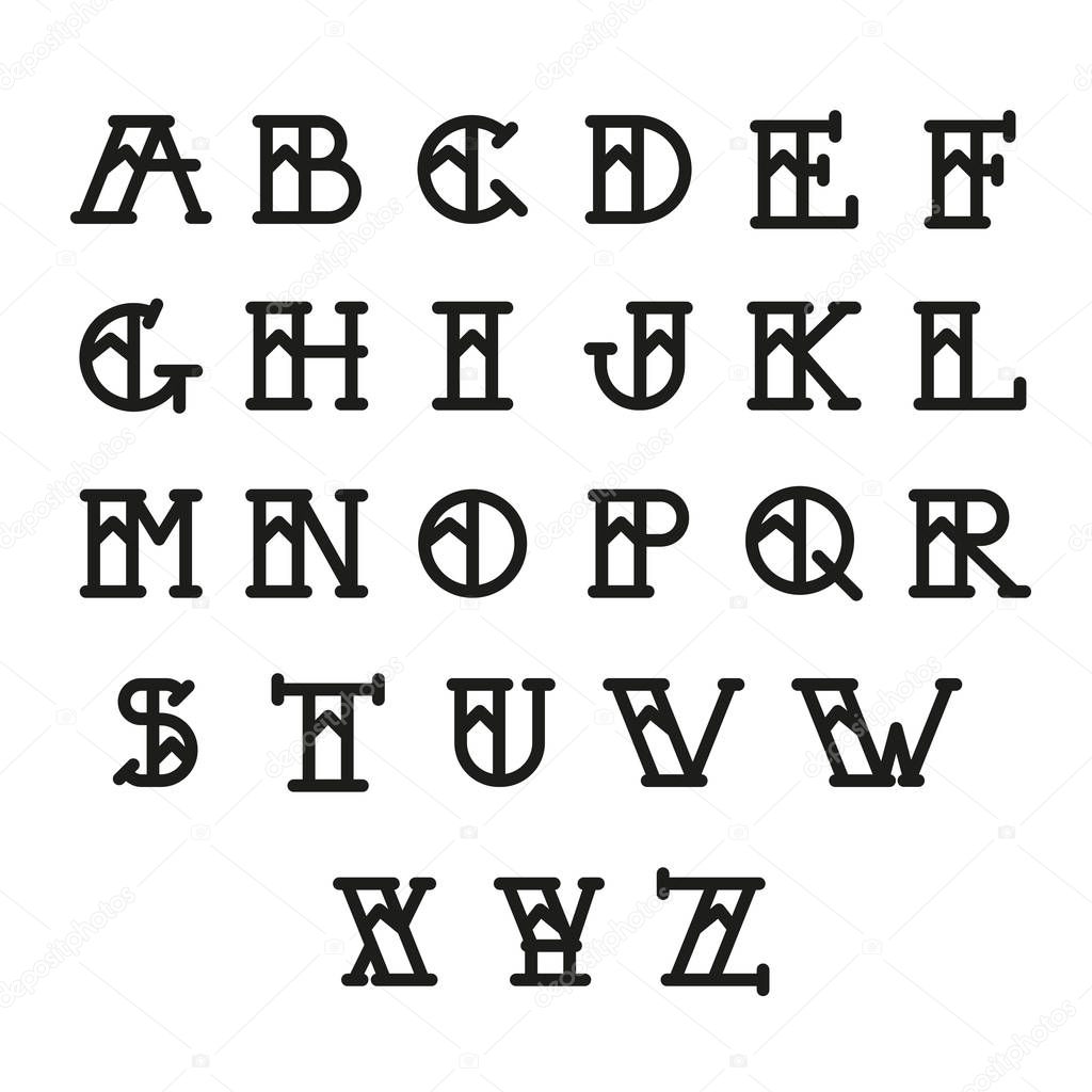 Old school tattoo alphabet. Vector. Letters Tattoo Traditional ...