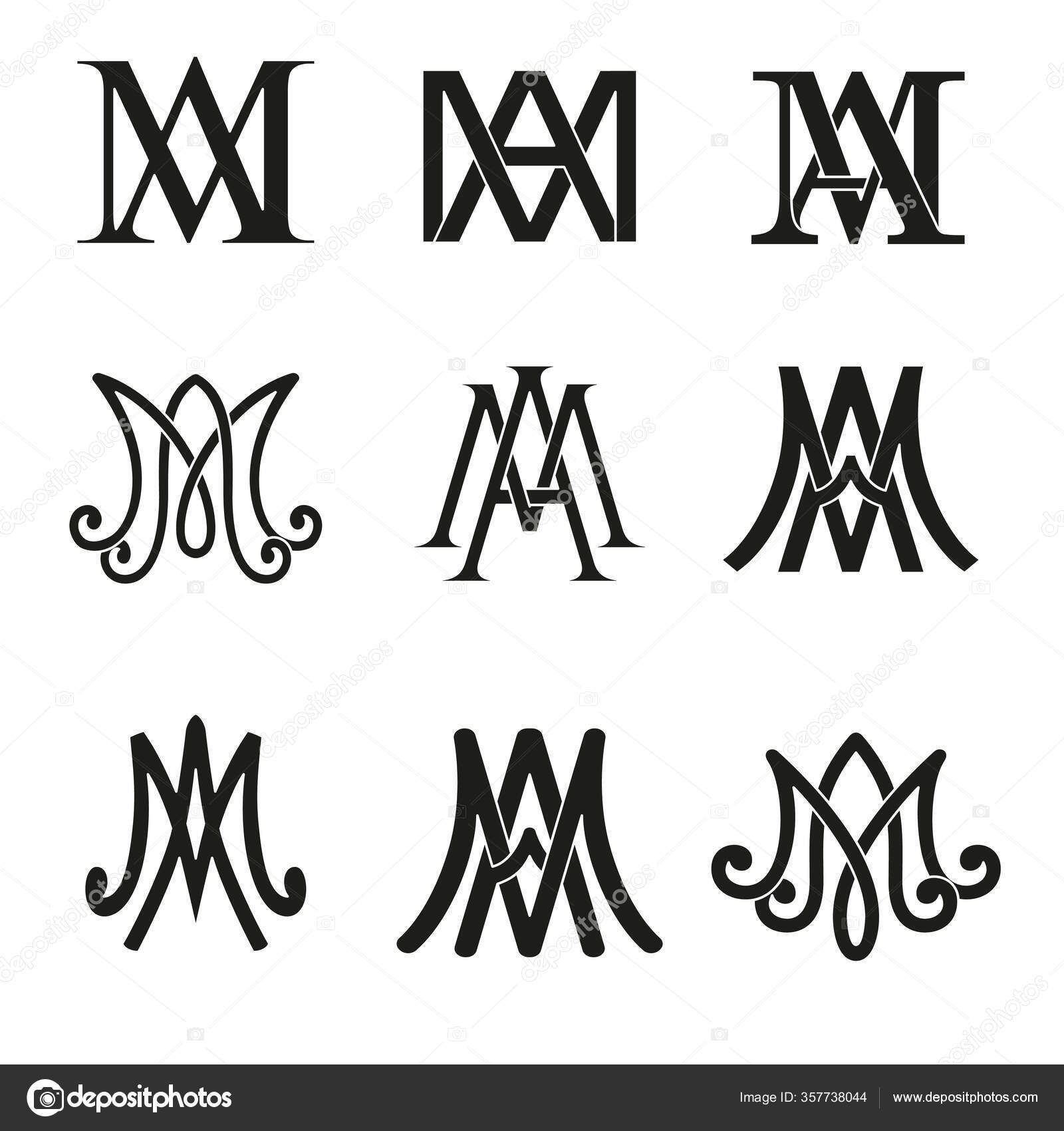 Monogram Ave Maria Symbols Set Religious Catholic Signs Stock Vector ...
