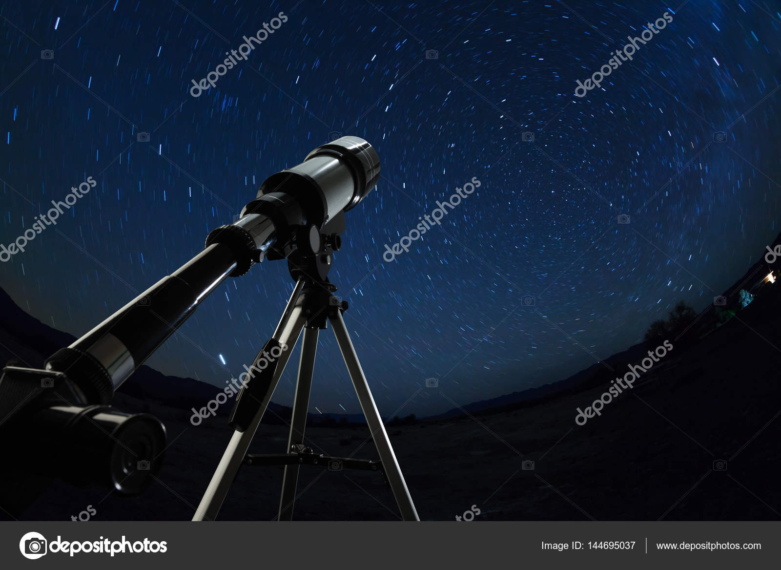 Telescope pointed to night sky and stars — Stock Photo © serrnovik ...
