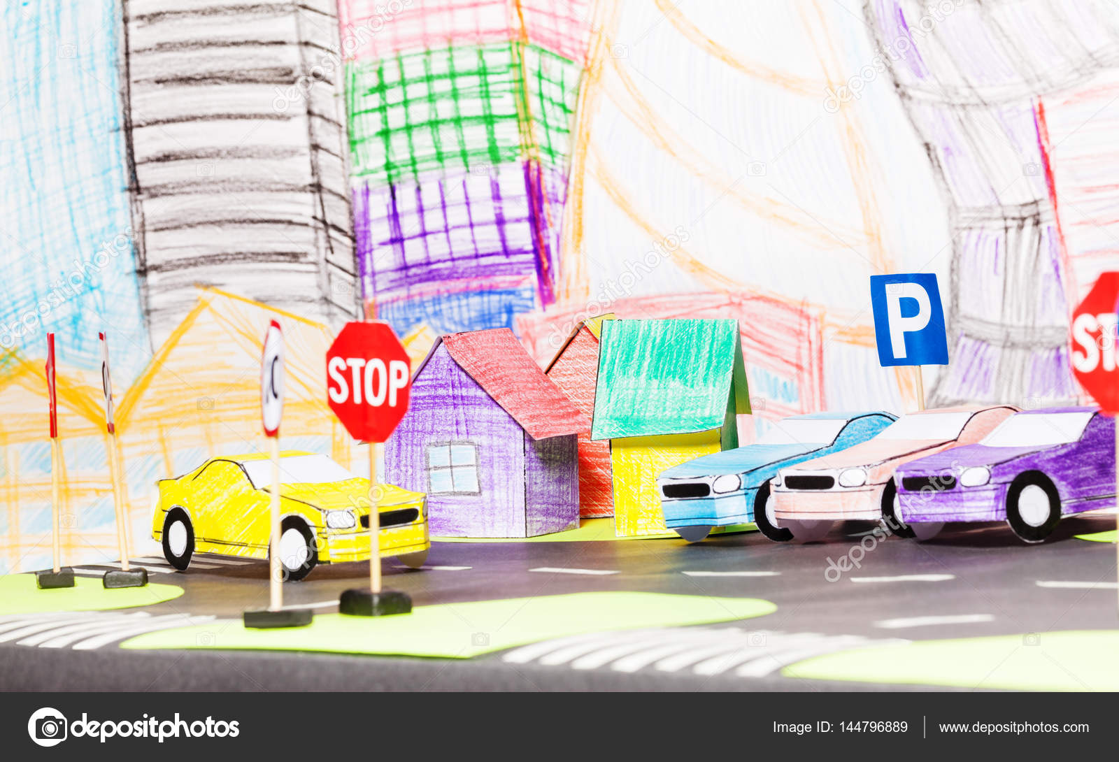 Traffic on roads handmade paper maquette — Stock Photo © serrnovik ...