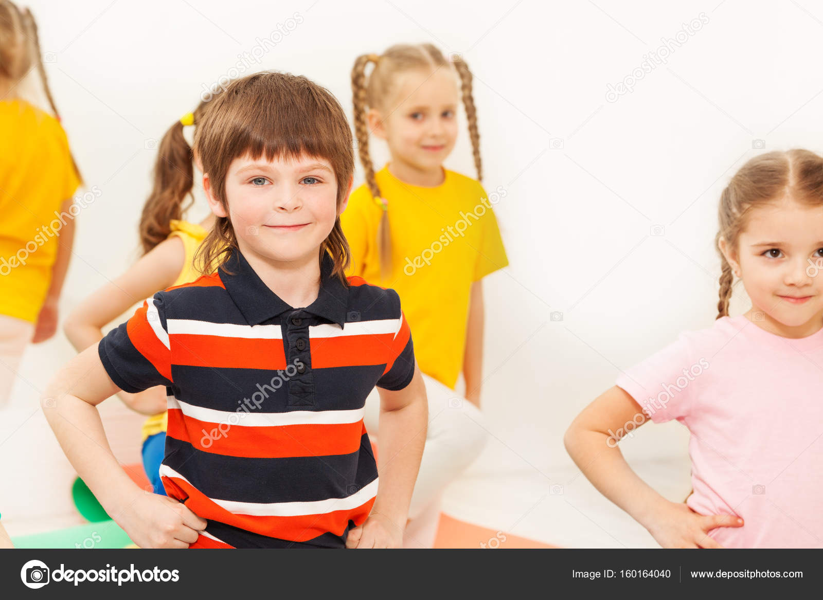 Happy kids practicing gymnastic — Stock Photo © serrnovik #160164040