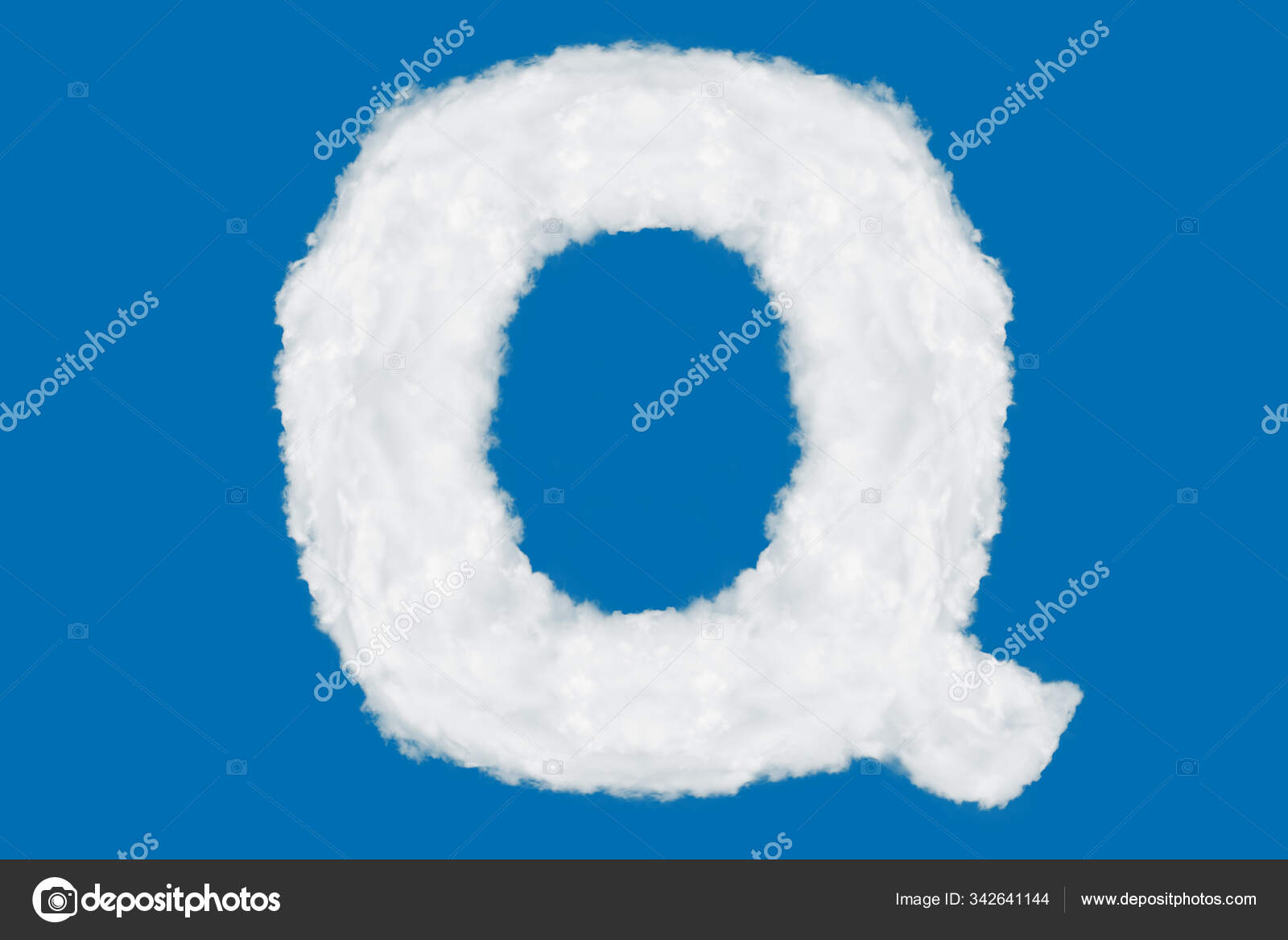 Letter Q font shape element made of clouds on blue — Stock Photo ...