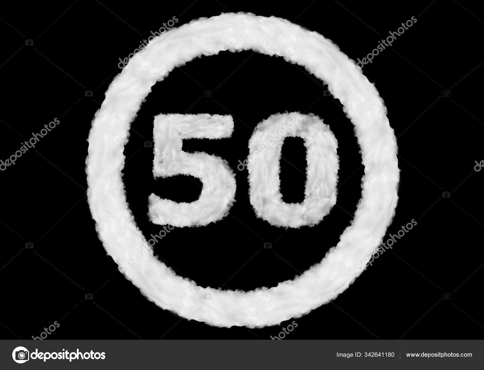 Speed limit 50 in circle element made of clouds — Stock Photo ...