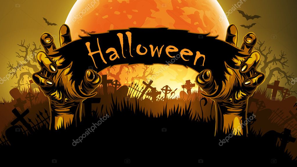 Halloween background with hand Stock Vector Image by ©kjolak #127637202