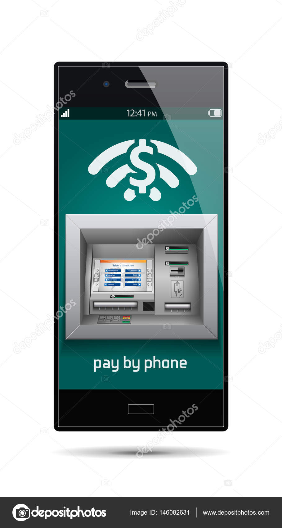 Pay by phone - ATM - Automated teller machine concept Stock Vector by ...