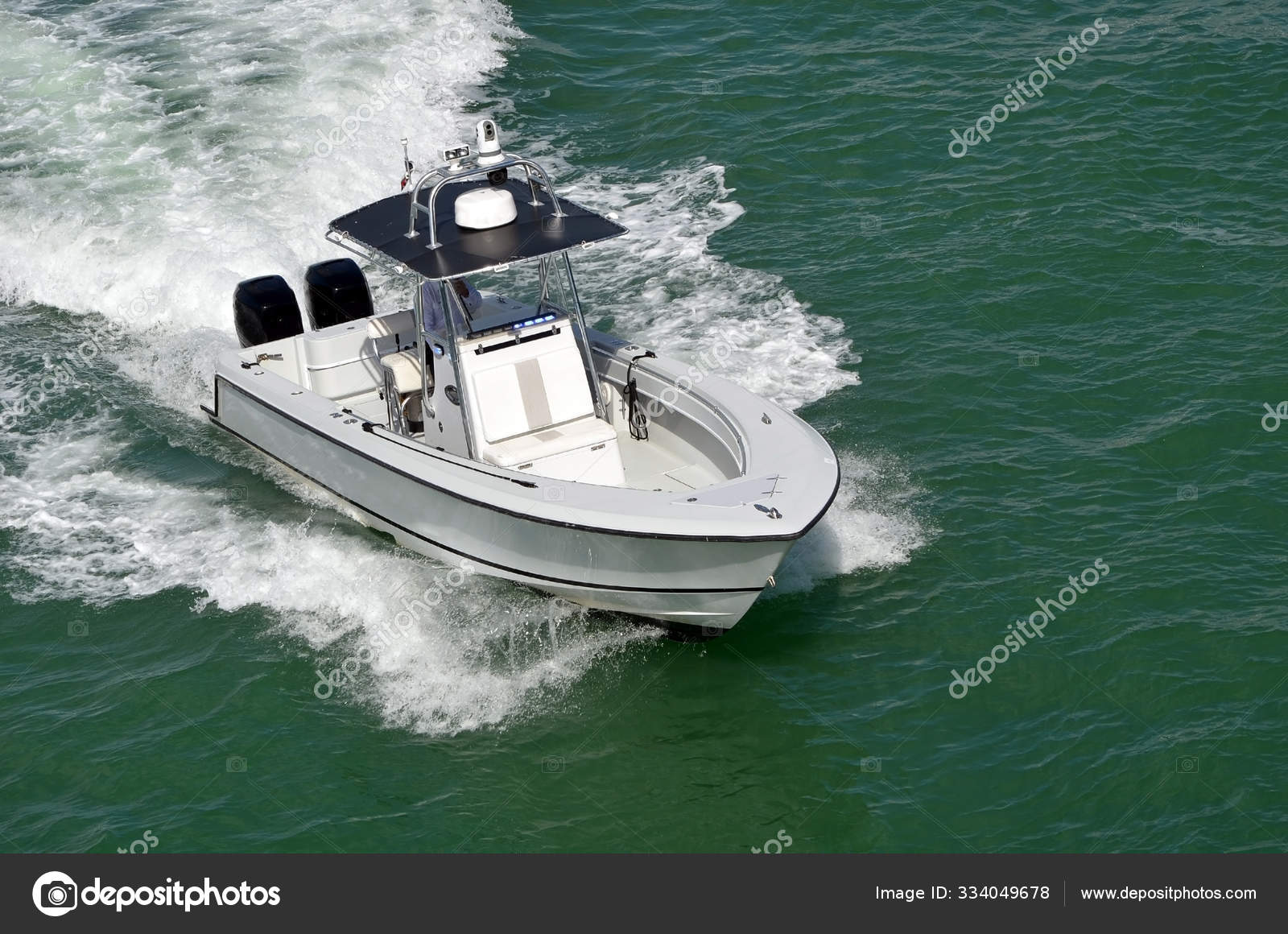 Angled Overhead View White Motorboat Speeding Florida Intra Coastal ...