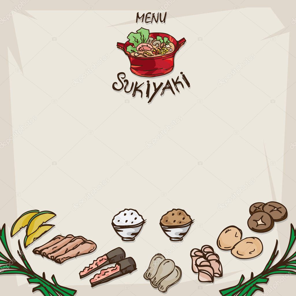 Sukiyaki menu drawing graphic design objects Stock Vector Image by ...