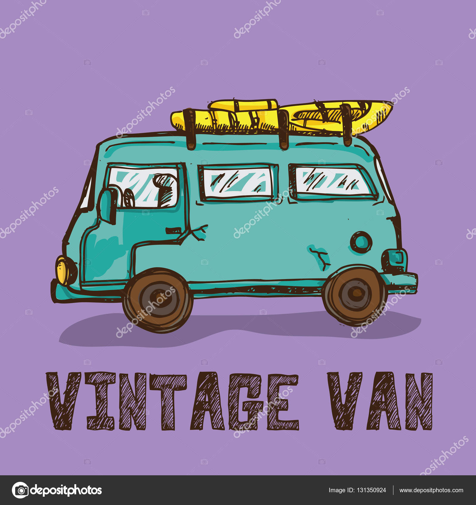 Vintage van drawing graphic design objects Stock Vector Image by ...