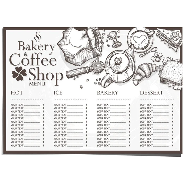 Menu cafe coffee bakery restaurant template design hand drawing graphic ...