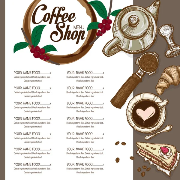 Menu Coffee Shop Cafe Restaurant Template Design Hand Drawing Graphic ...