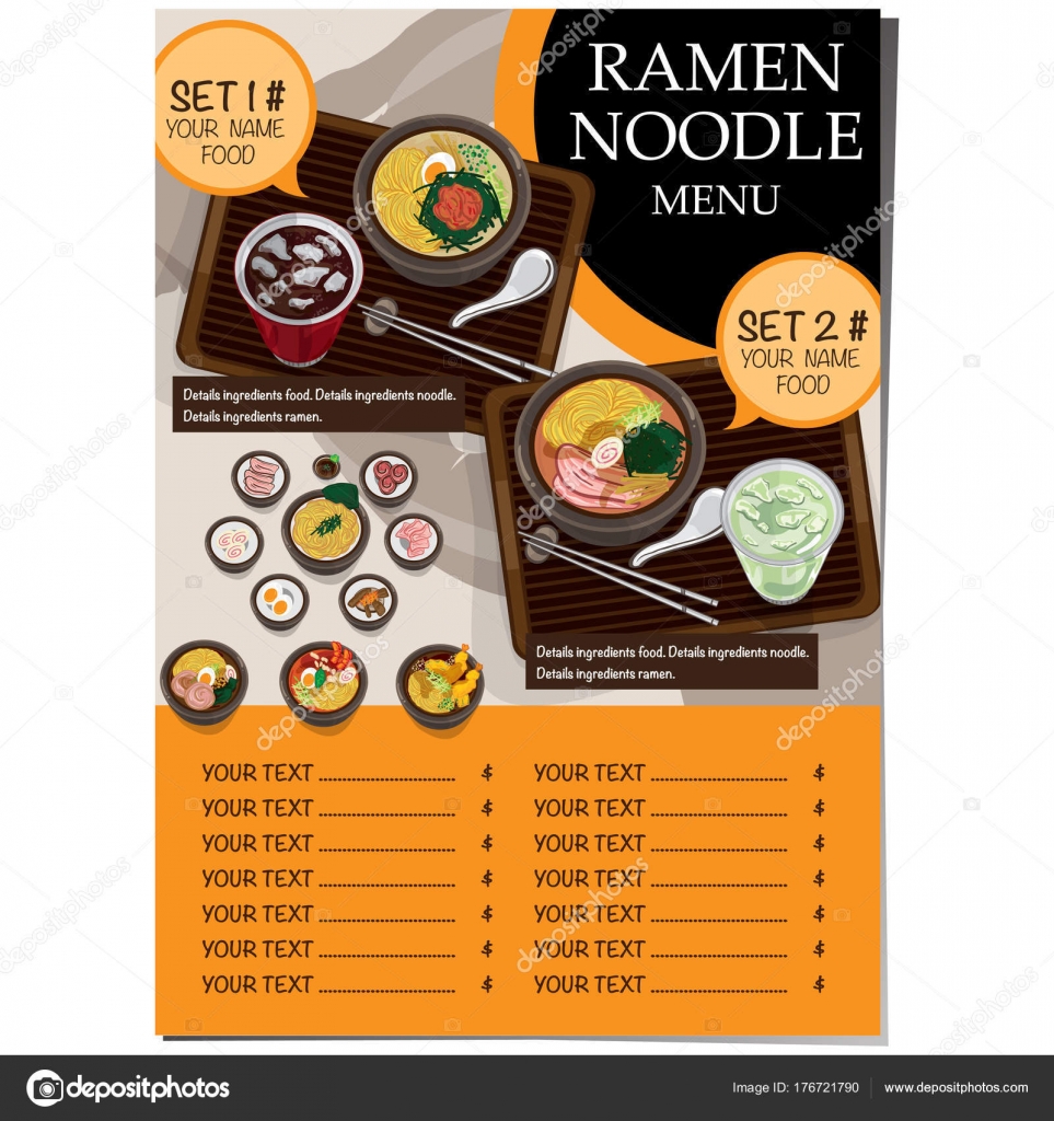 Menu Ramen Noodle Japanese Food Template Design Stock Vector by ...