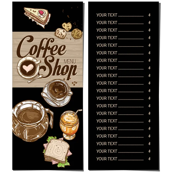 Menu Coffee Shop Cafe Restaurant Template Design Hand Drawing Graphic ...