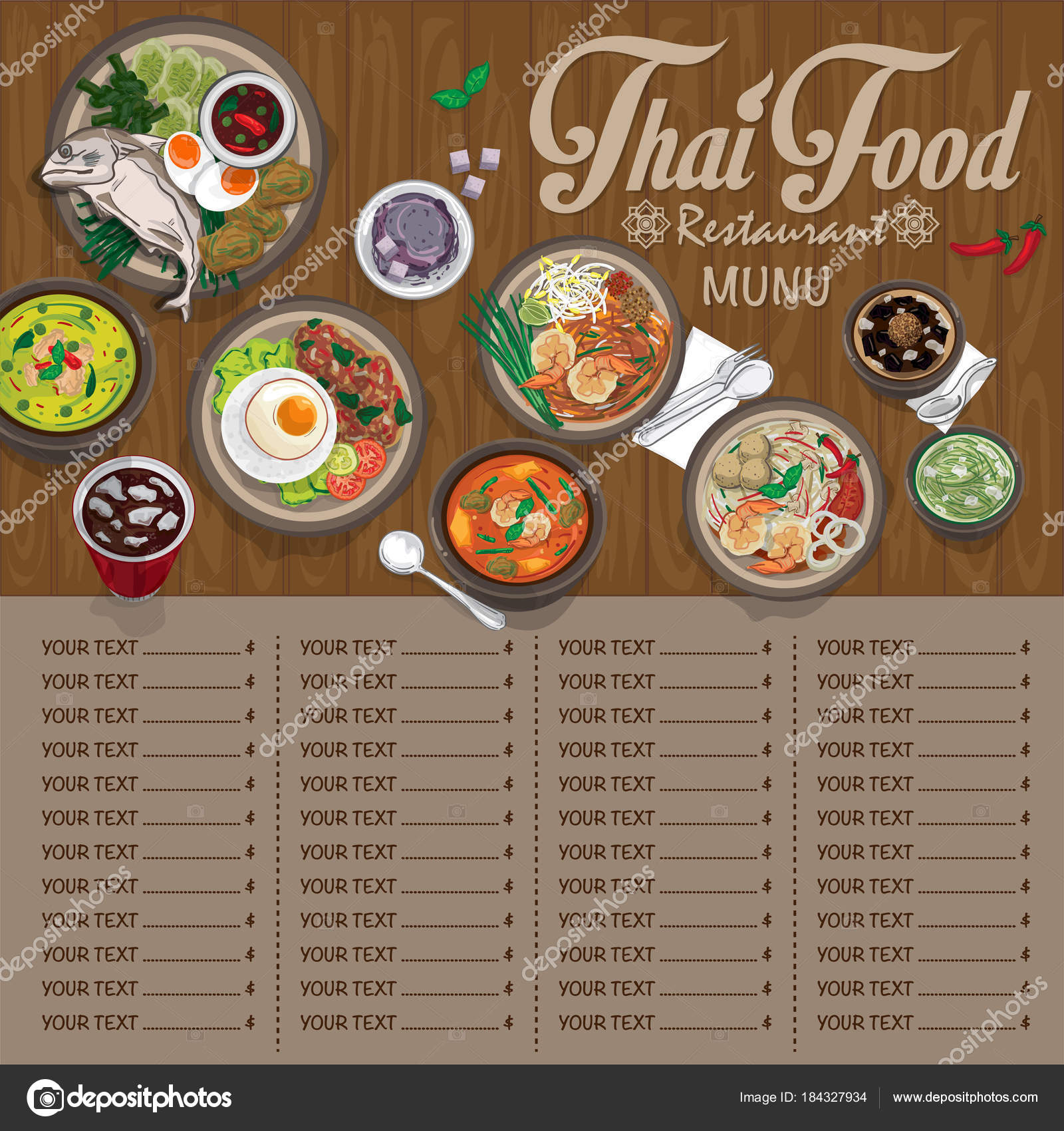 Menu Thai Food Design Template Graphic Stock Vector Image by ©foontntd ...