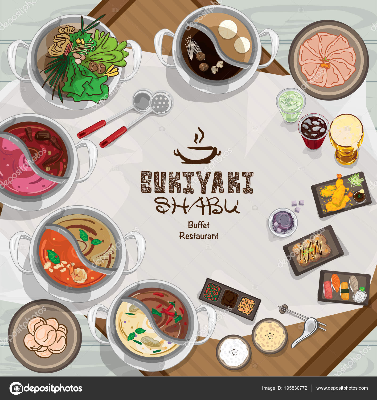 Menu Shabu Sukiyaki Restaurant Template Design Graphic Objects Stock ...