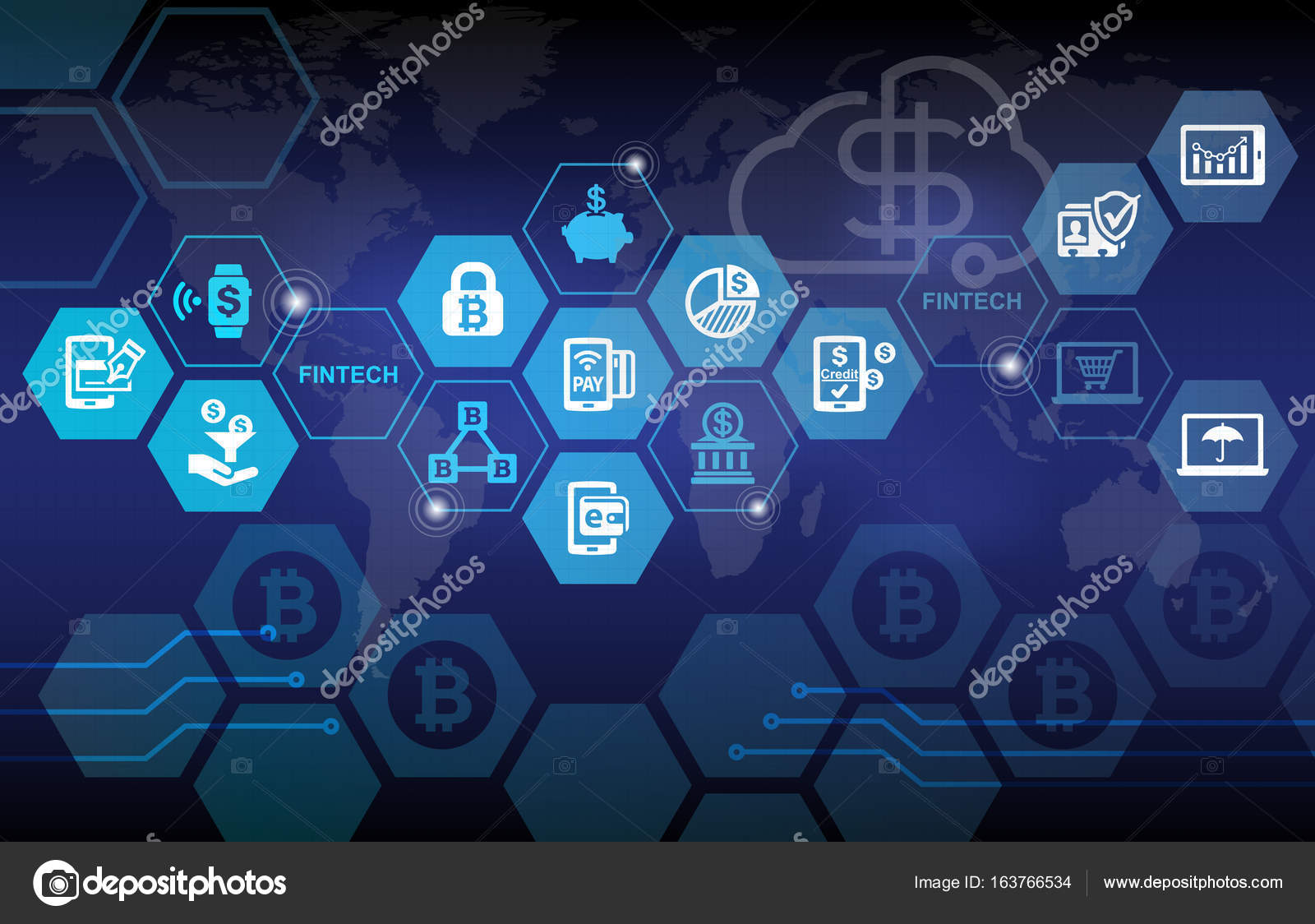 Fintech Financial Technology Business Banking Service Background ...