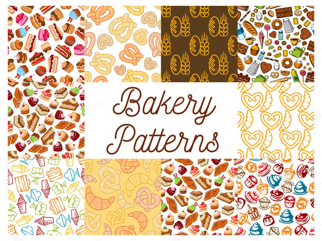 Bakery and patisserie desserts patterns Stock Vector by ©Seamartini ...