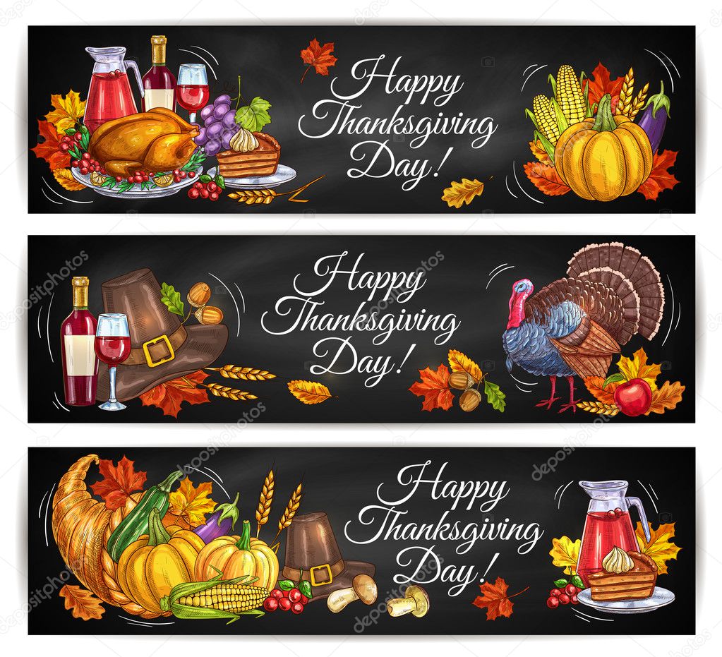 Happy Thanksgiving Day greeting banners Stock Vector Image by ...