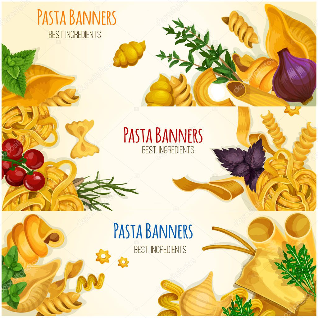 Pasta banners with cooking ingredients — Stock Vector © Seamartini ...