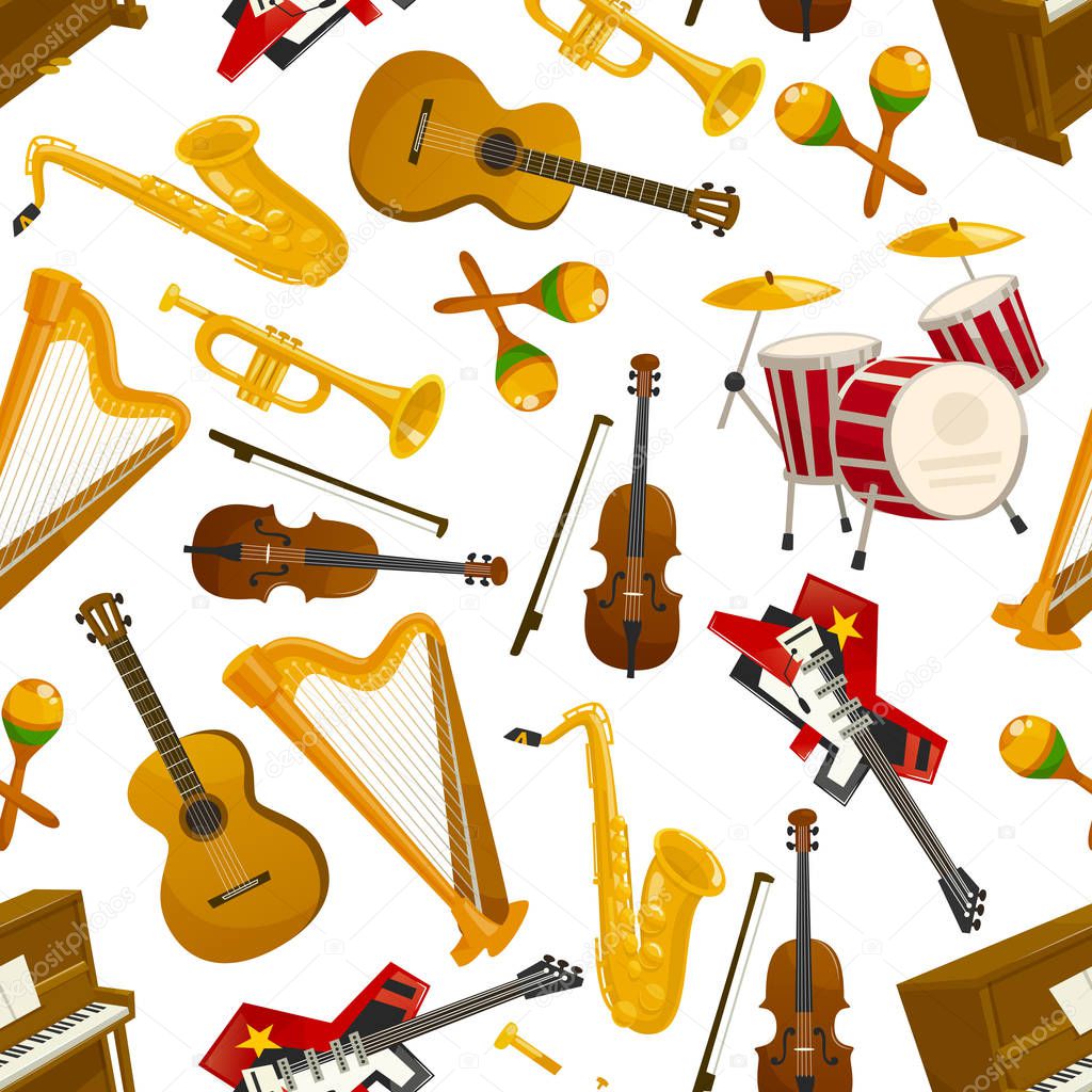 Seamless pattern of musical instruments Stock Vector Image by ...