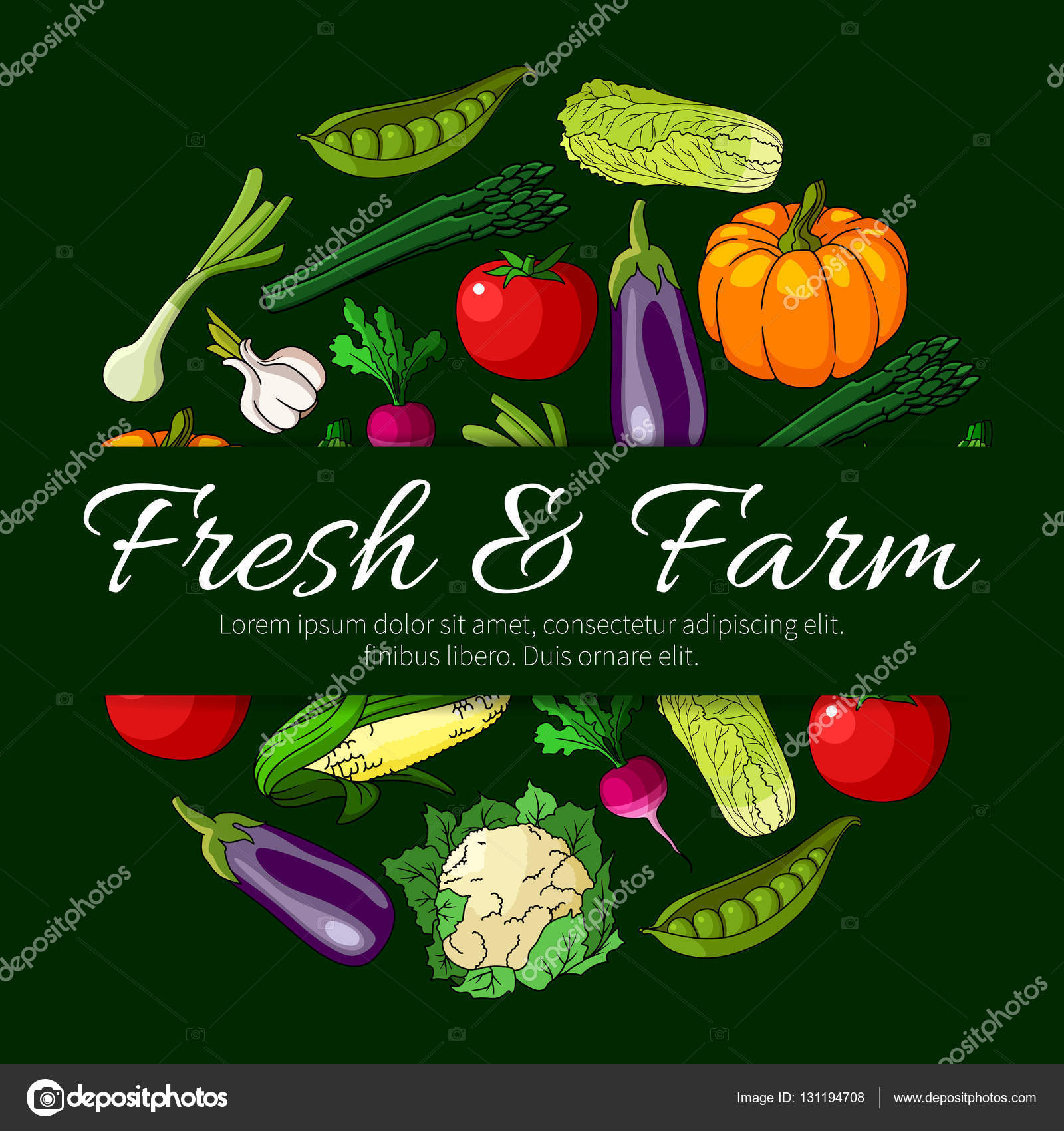 Vegetable round badge with fresh farm veggies Stock Vector Image by ...