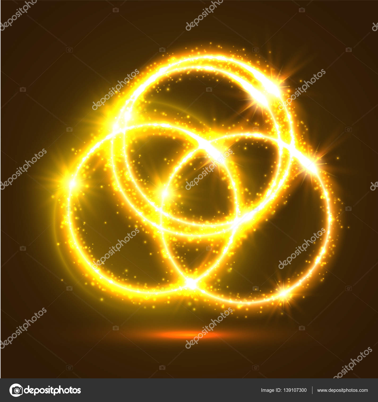 Círculos brillantes luminosos de destellos de luz dorada Vector de ...