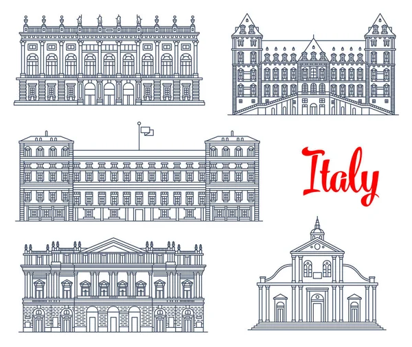 Famous Italy buildings architecture vector icons - Stock Image - Everypixel