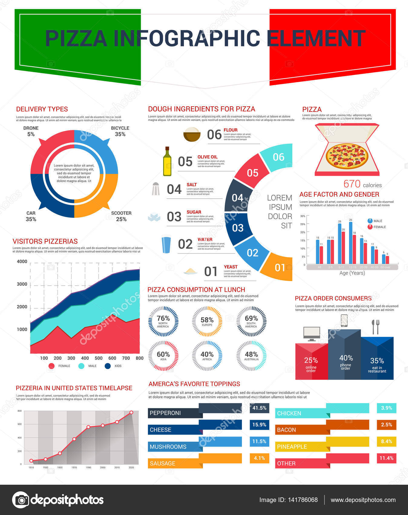 Pizza infographic elements for fast food design Stock Vector by ...