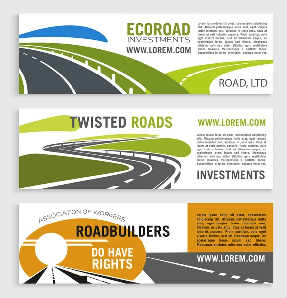 Road safety and ecology service banners of highway Stock Vector Image ...