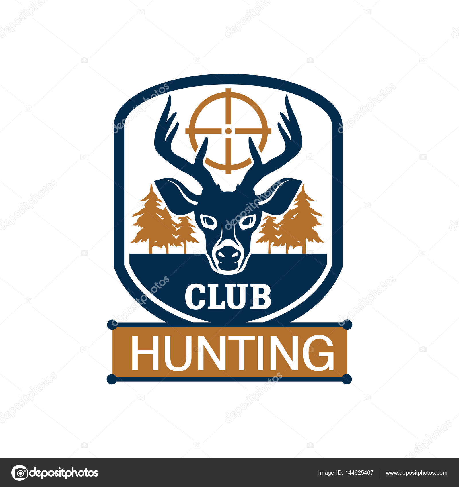 Hunting club heraldic badge with deer in target Stock Vector Image by ...