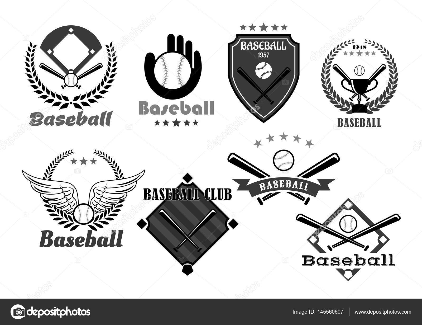 Baseball club vector icons or championship symbols Stock Vector by ...