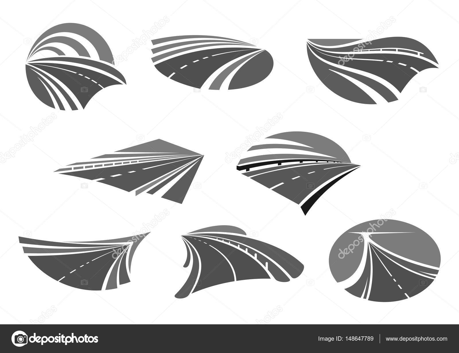 Road, highway, freeway and roadway icon set Stock Vector Image by ...