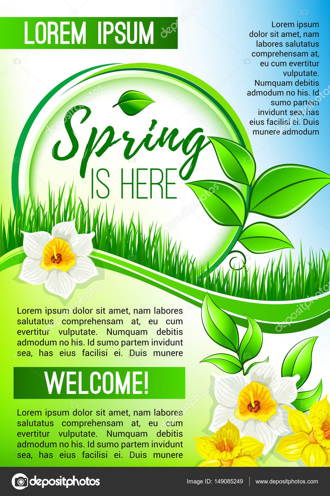 Spring poster greetings of vector blooming flowers Stock Vector Image ...