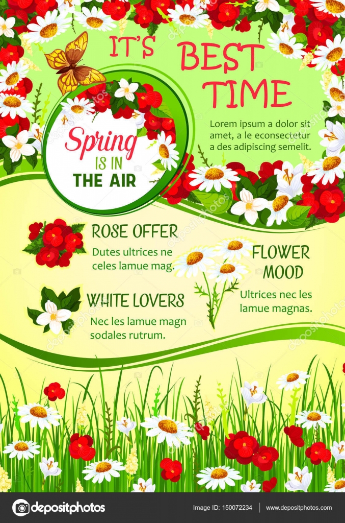 Spring holidays flower wreath greeting poster Stock Vector by ...