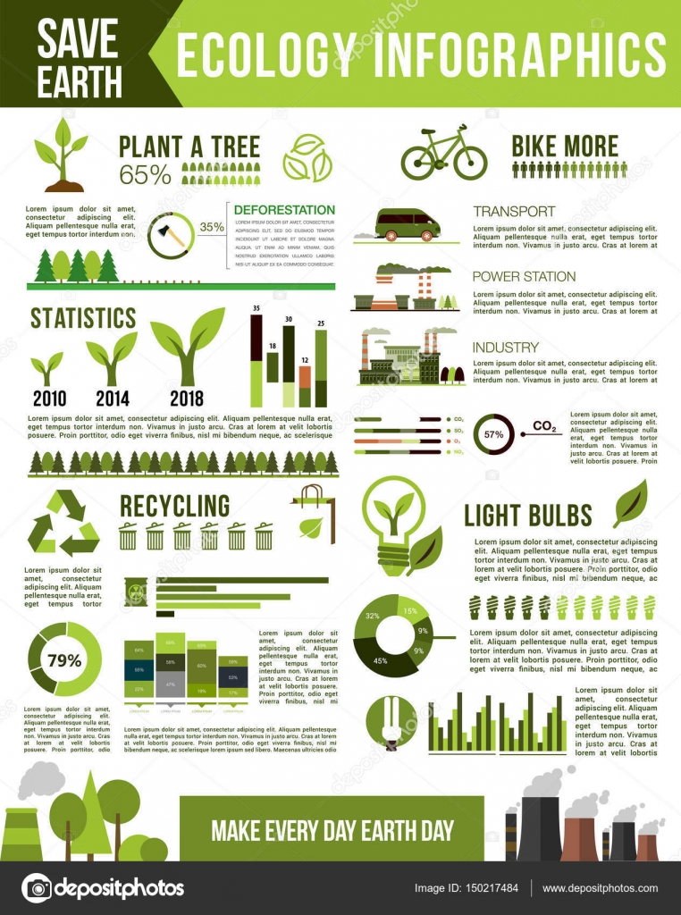 Ecology Conservation Vector Infographics Template Stock Vector