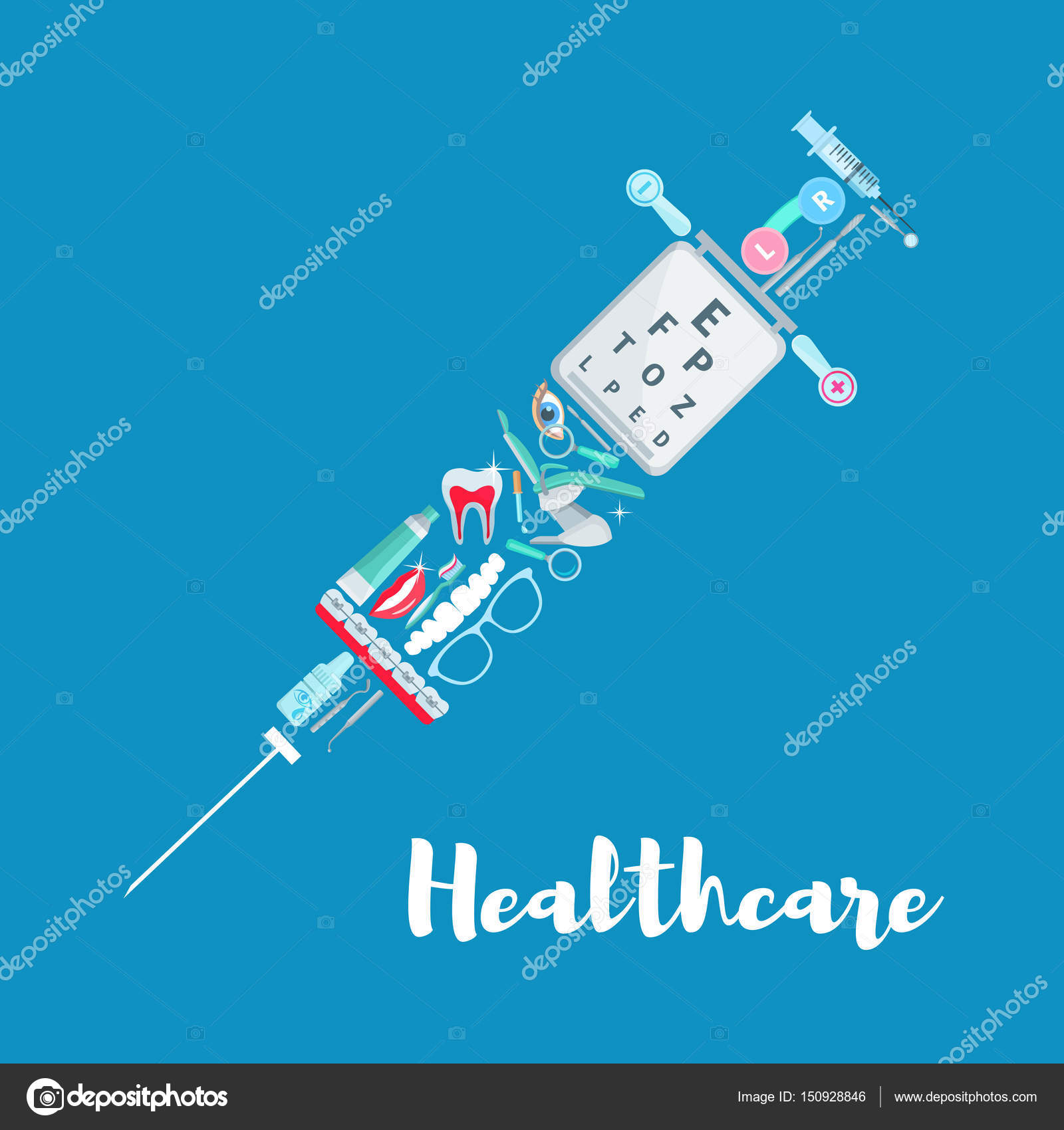 Medical care syringe medicine vector poster Stock Vector Image by ...