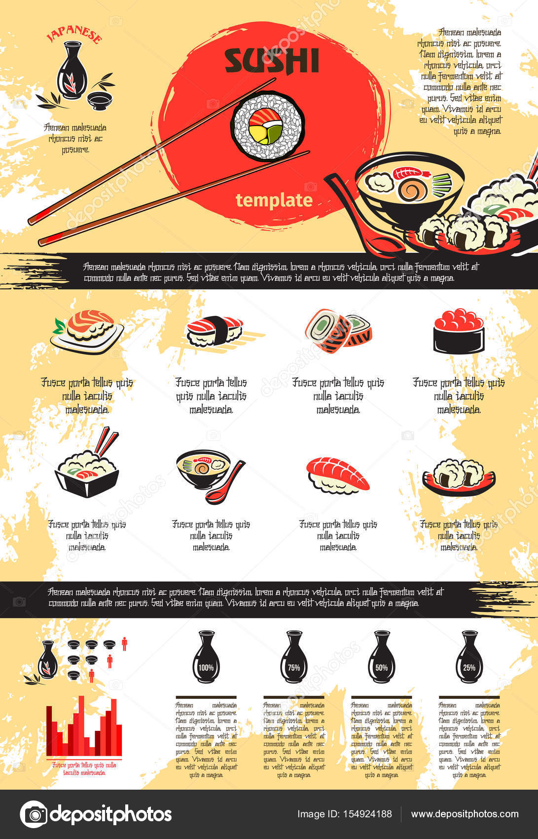 Vector infographics for Japanese sushi seafood Stock Vector Image by ...