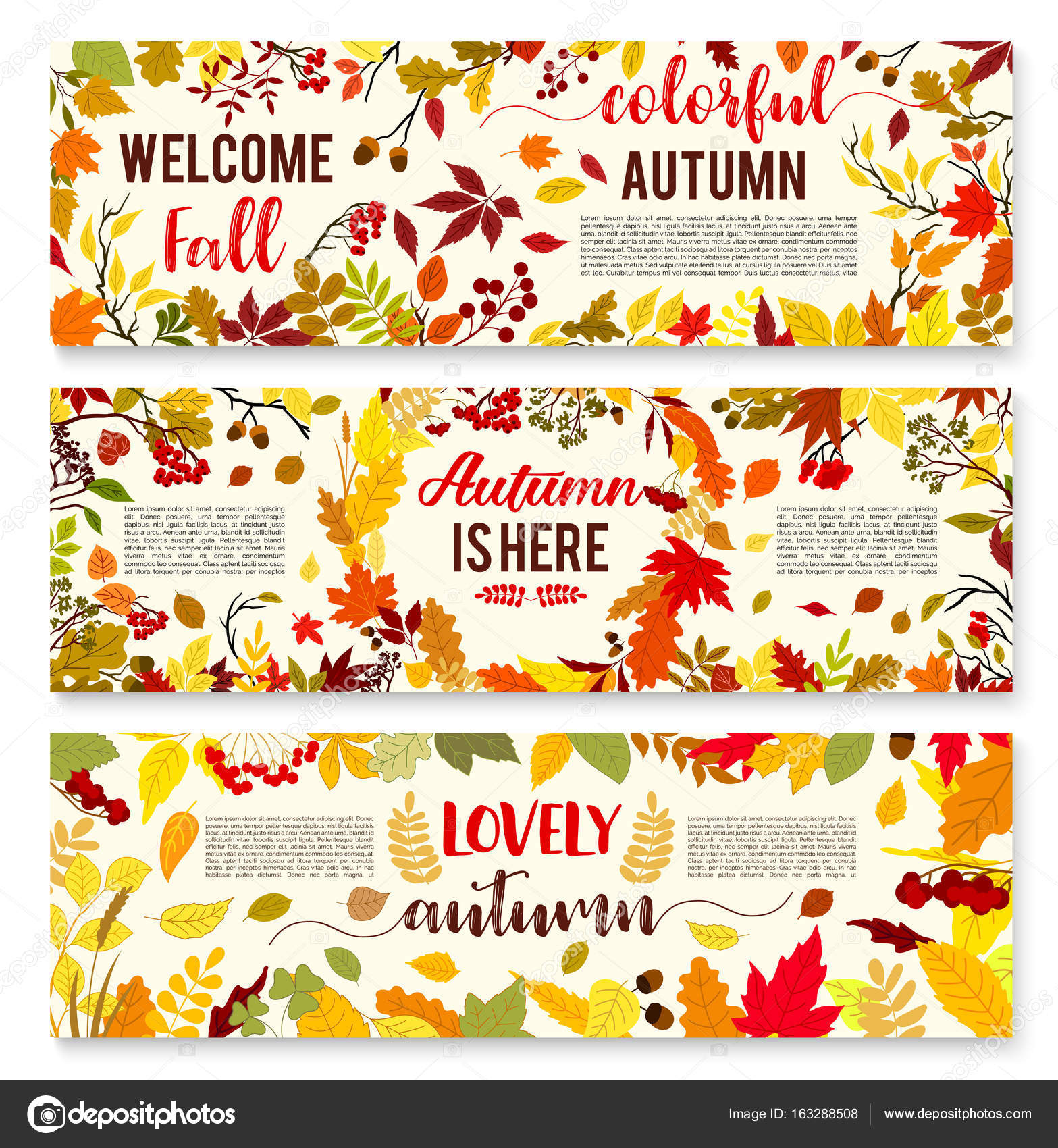 Welcome autumn banner set with fall leaf wreath Stock Vector Image by ...