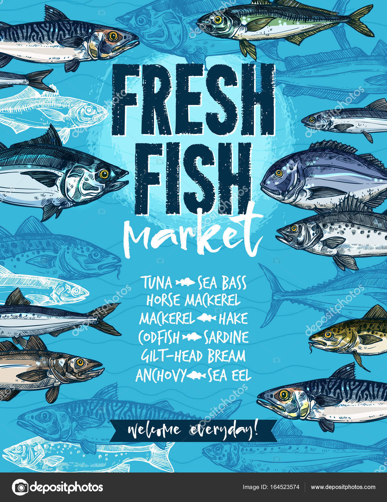 Fresh fish banner for seafood market template Stock Vector by ...