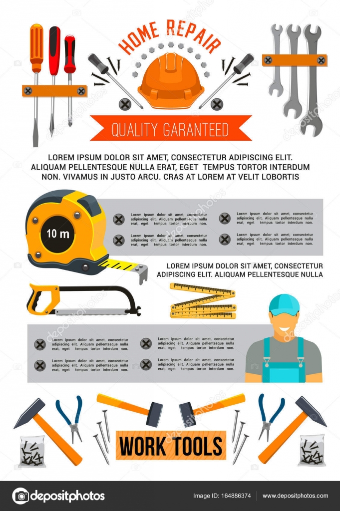 Vector poster of work tools for home repair — Stock Vector © Seamartini ...