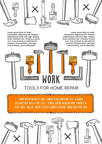 Hand saw with work tool poster for DIY design Stock Illustration by ...