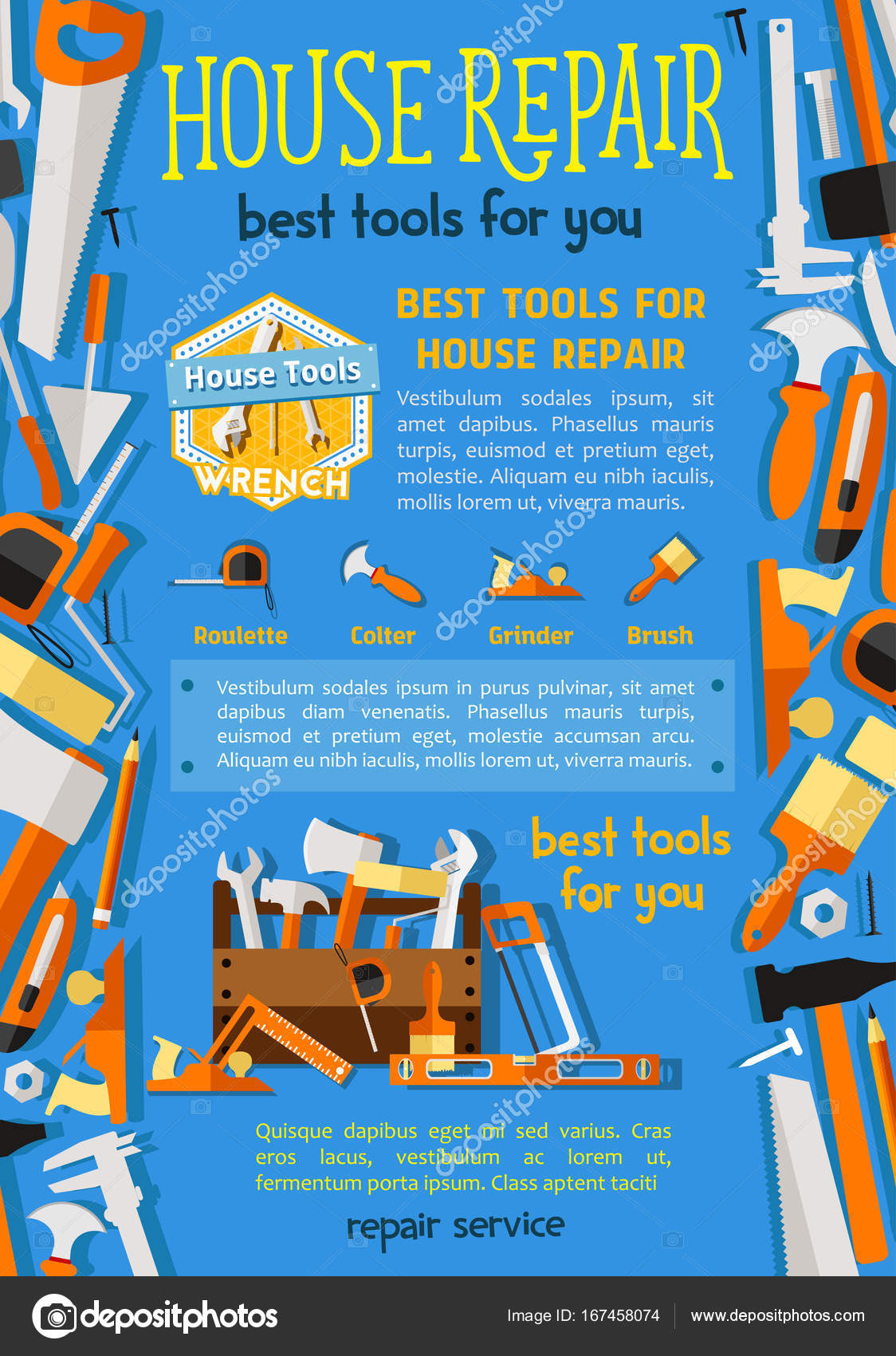 Vector work tools for house repair poster Stock Vector Image by ...