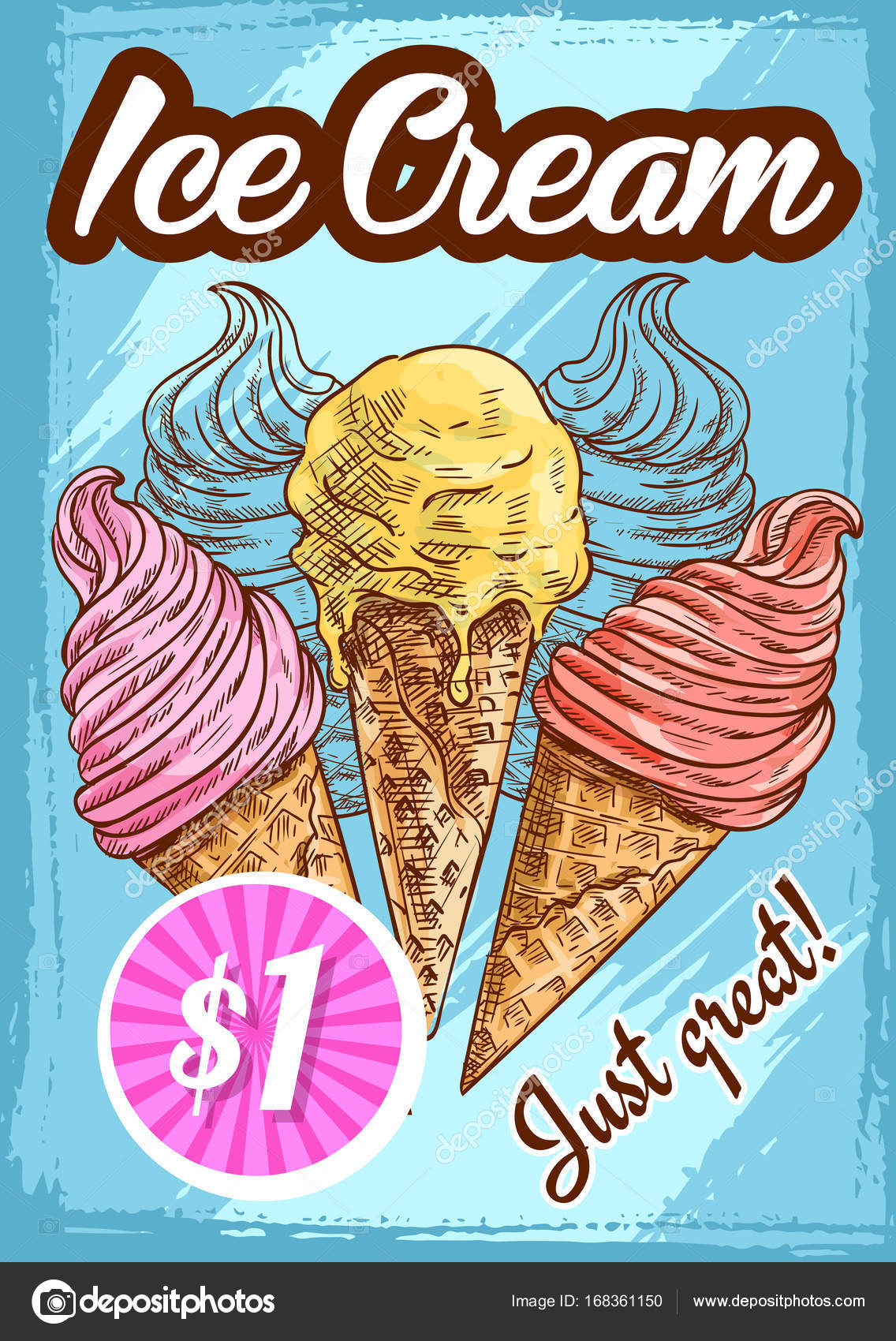 Ice Cream Sundae Vector Vintage