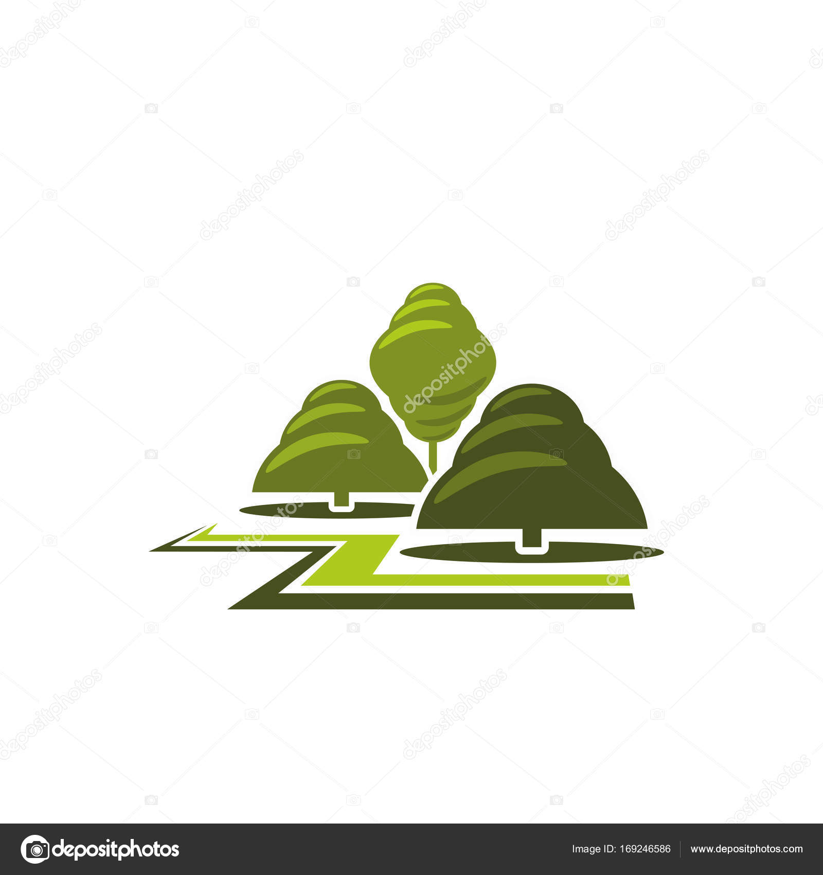 Green tree park landscape gardening vector icon Stock Vector Image by ...