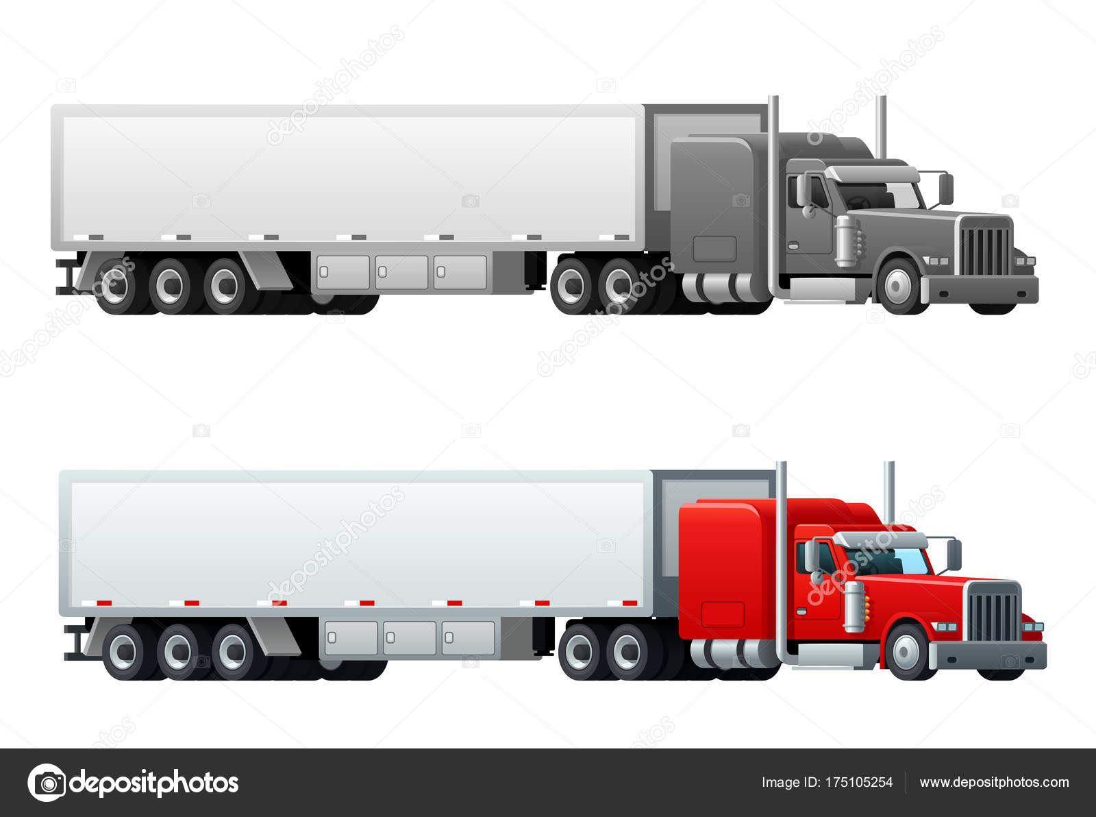 Trailer truck long vehicle vector isolated icons Stock Vector by ...