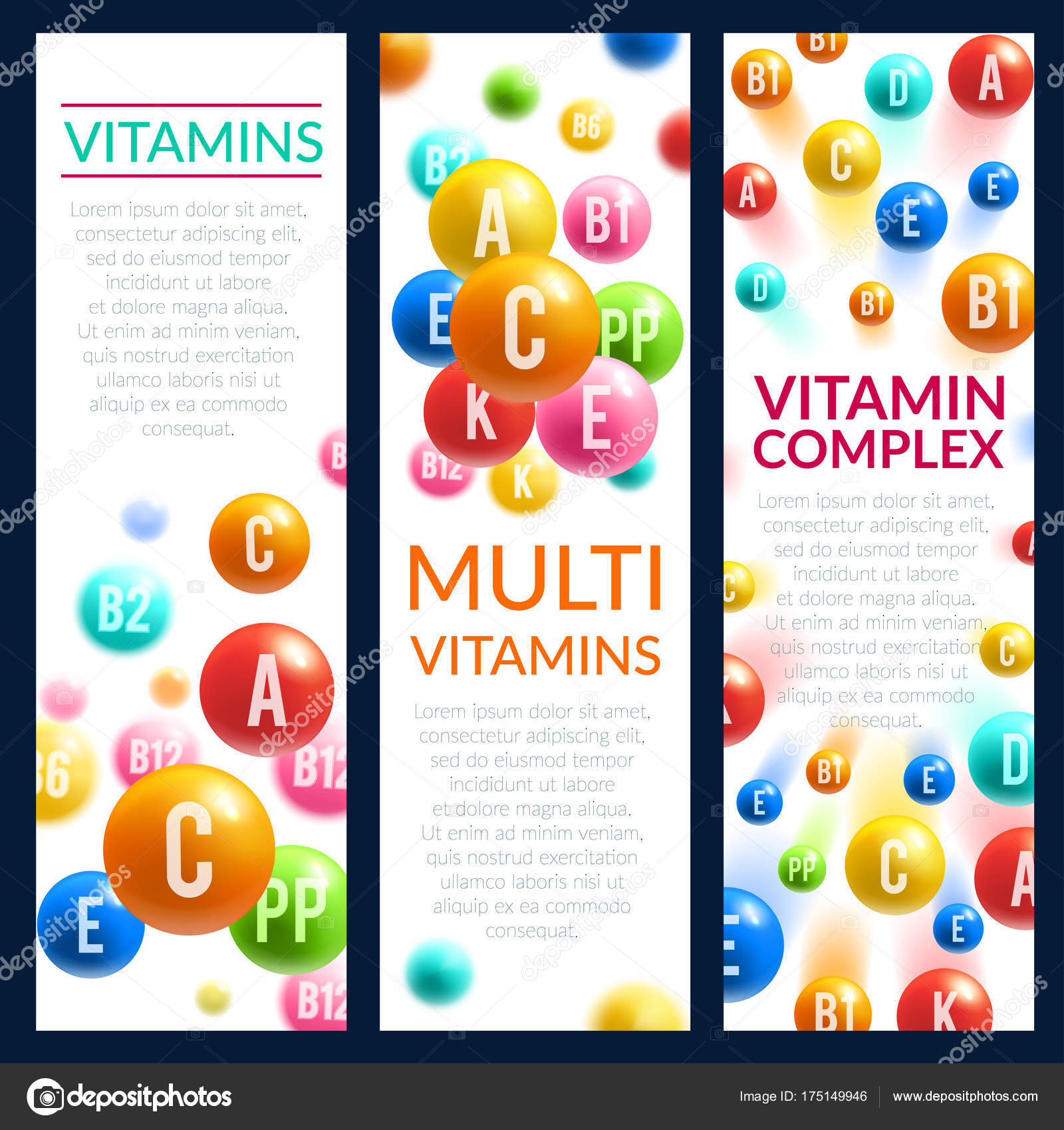 Vitamin and mineral complex pills vector banners Stock Vector by ...