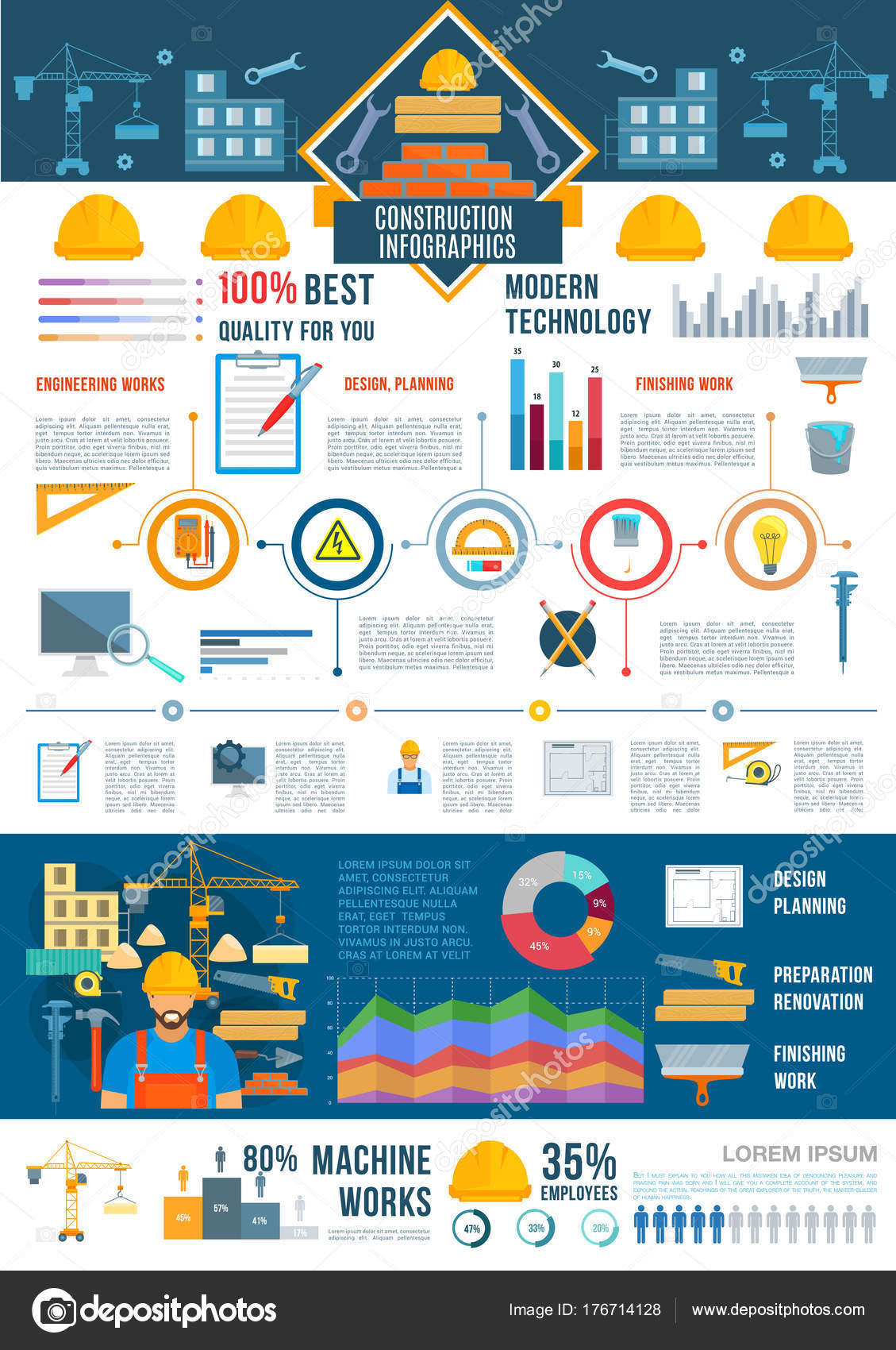 Construction infographic with graph and chart Stock Vector Image by ...