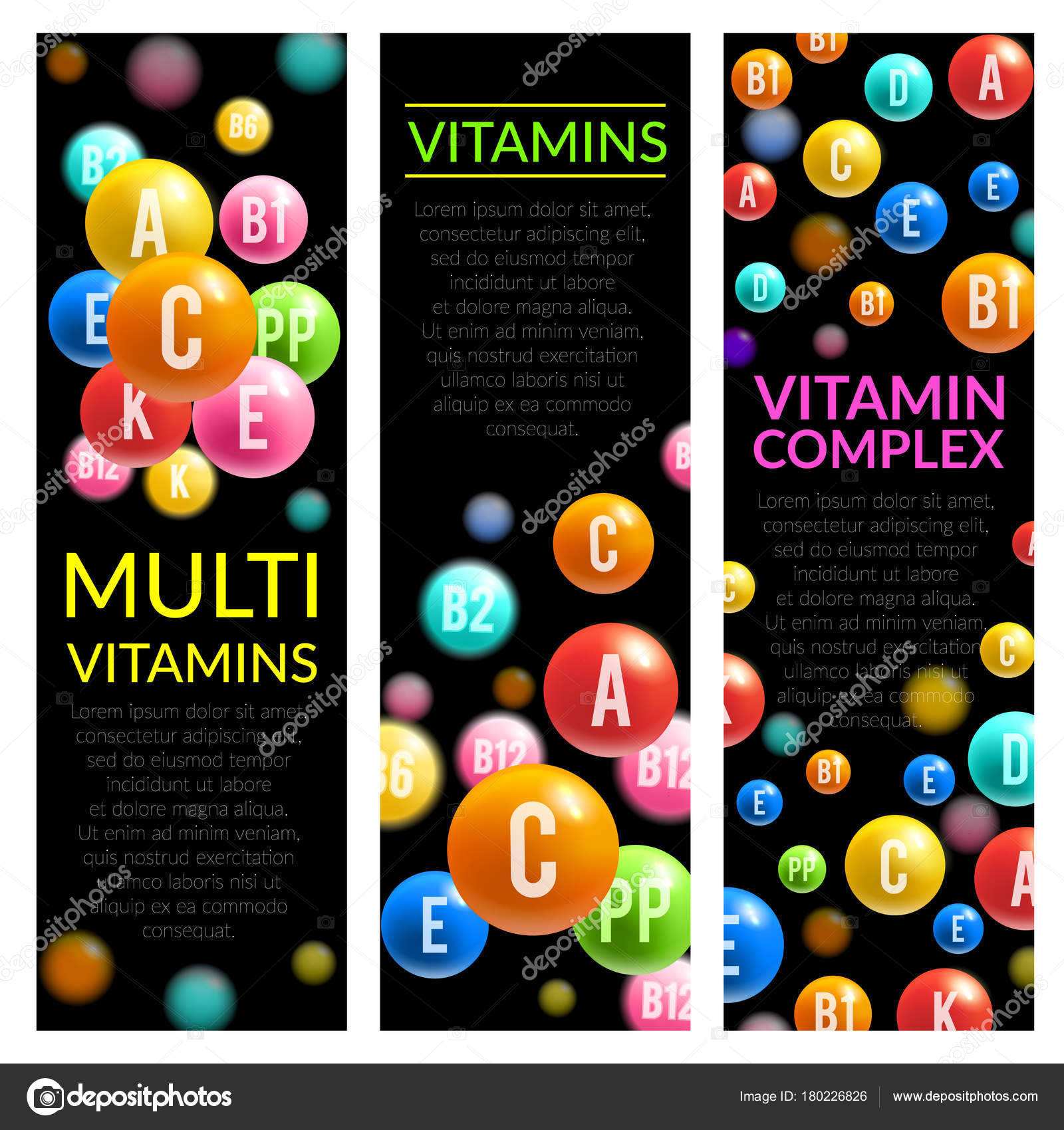 Multi vitamin complex pills vector banners Stock Vector Image by ...