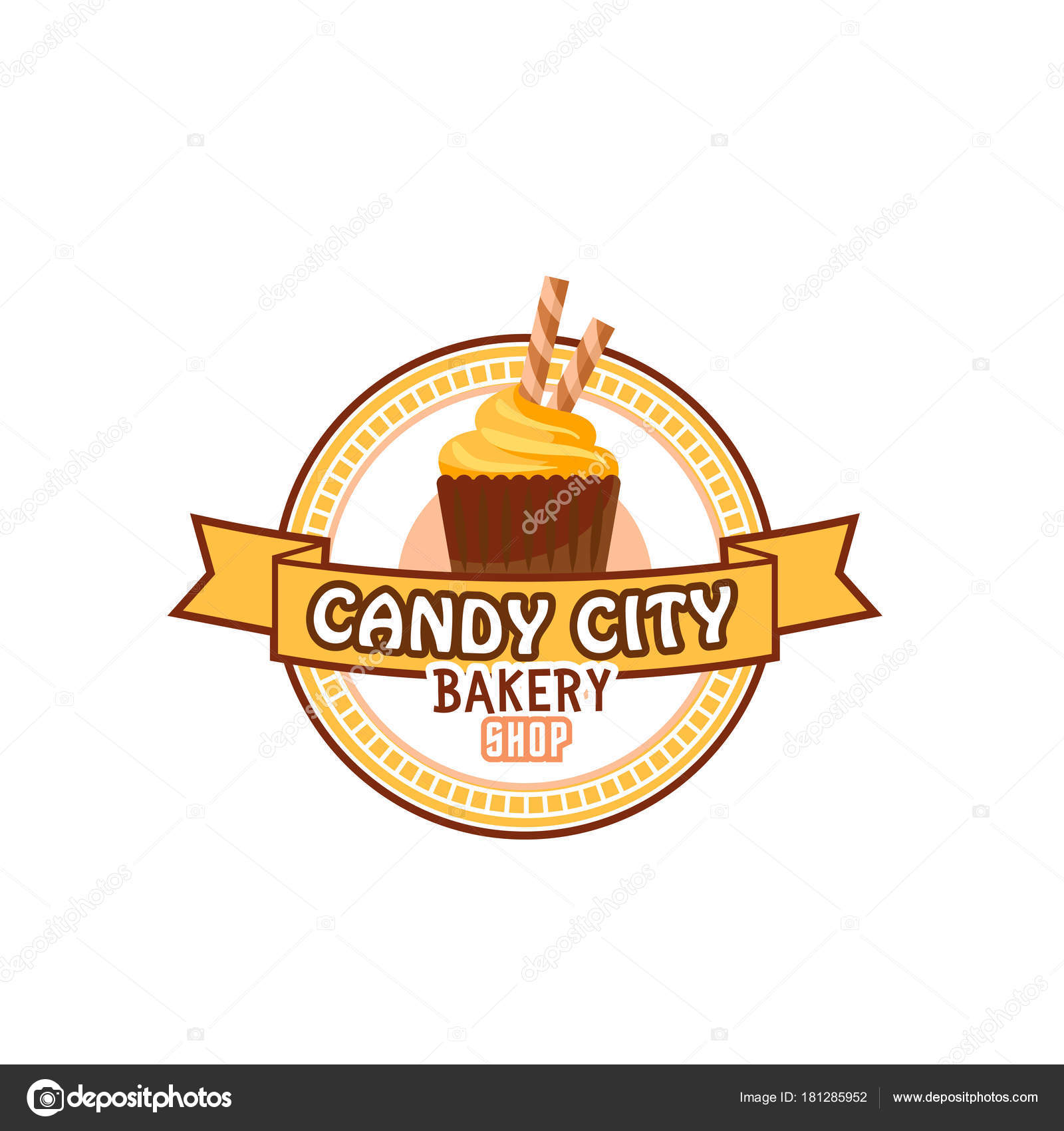 Candy shop cupcake or pastry cake vector icon Stock Vector by ...